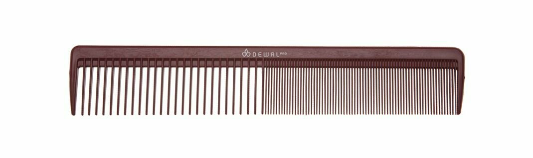 Расческа рабочая DEWAL"CARBON BORDO" комбинированная, широкая, антистатик, 21,5 см
