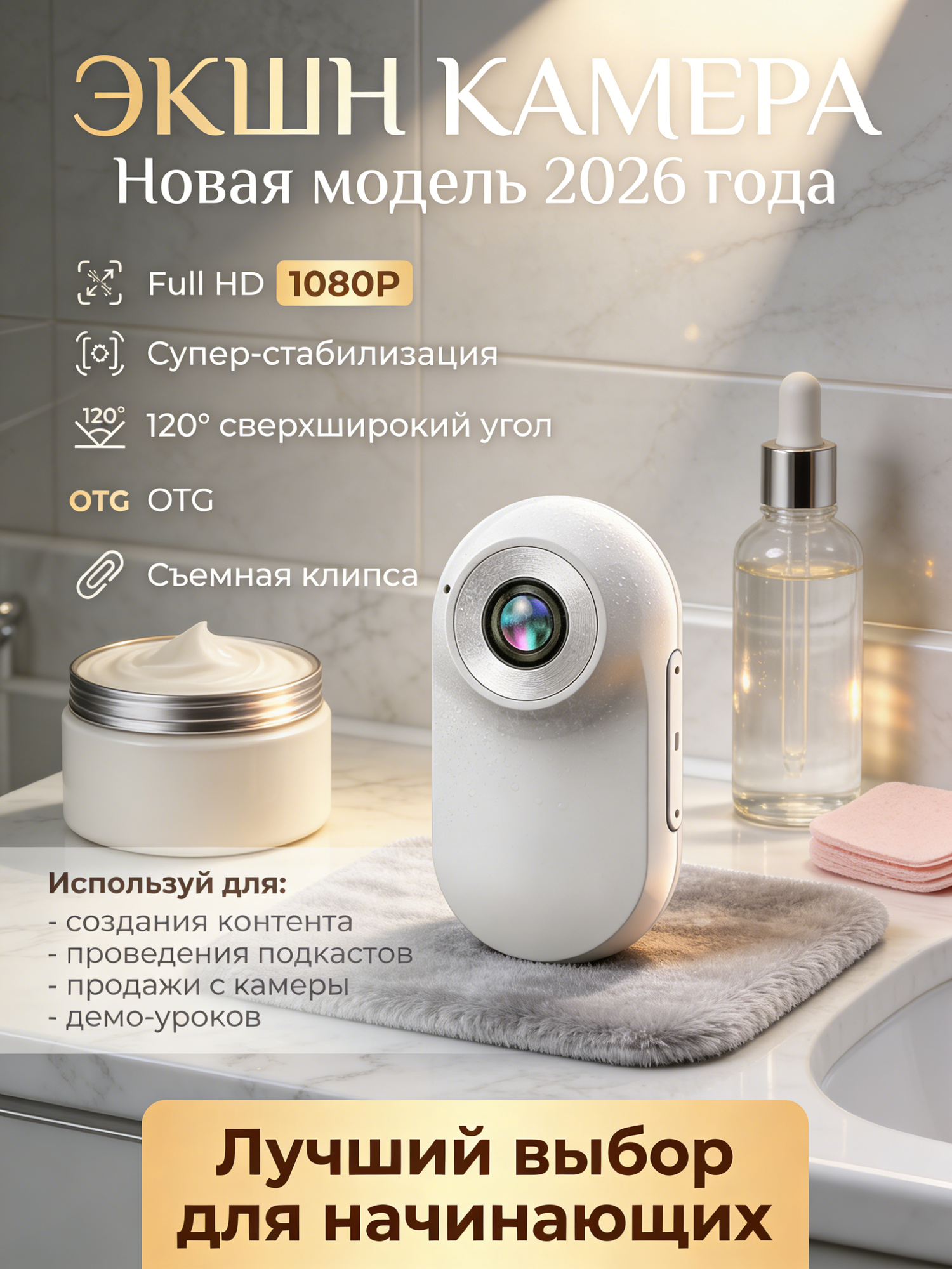 Экшн-камера 4K, UHD, Wi-Fi, с чехлом для погружения в воду, петличный микрофон в комплекте