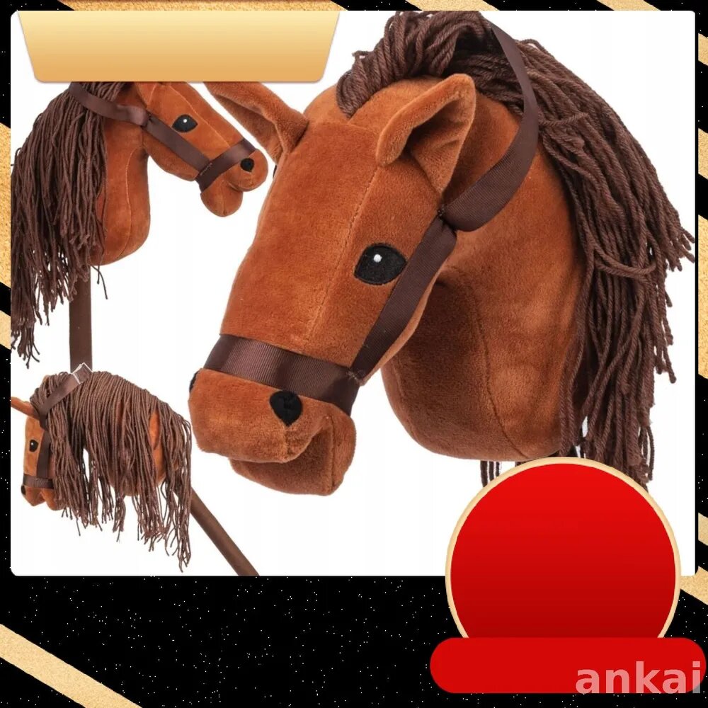 Хоббихорс 70 см, коричневый мягкий плюшевый конь для детей и взрослых