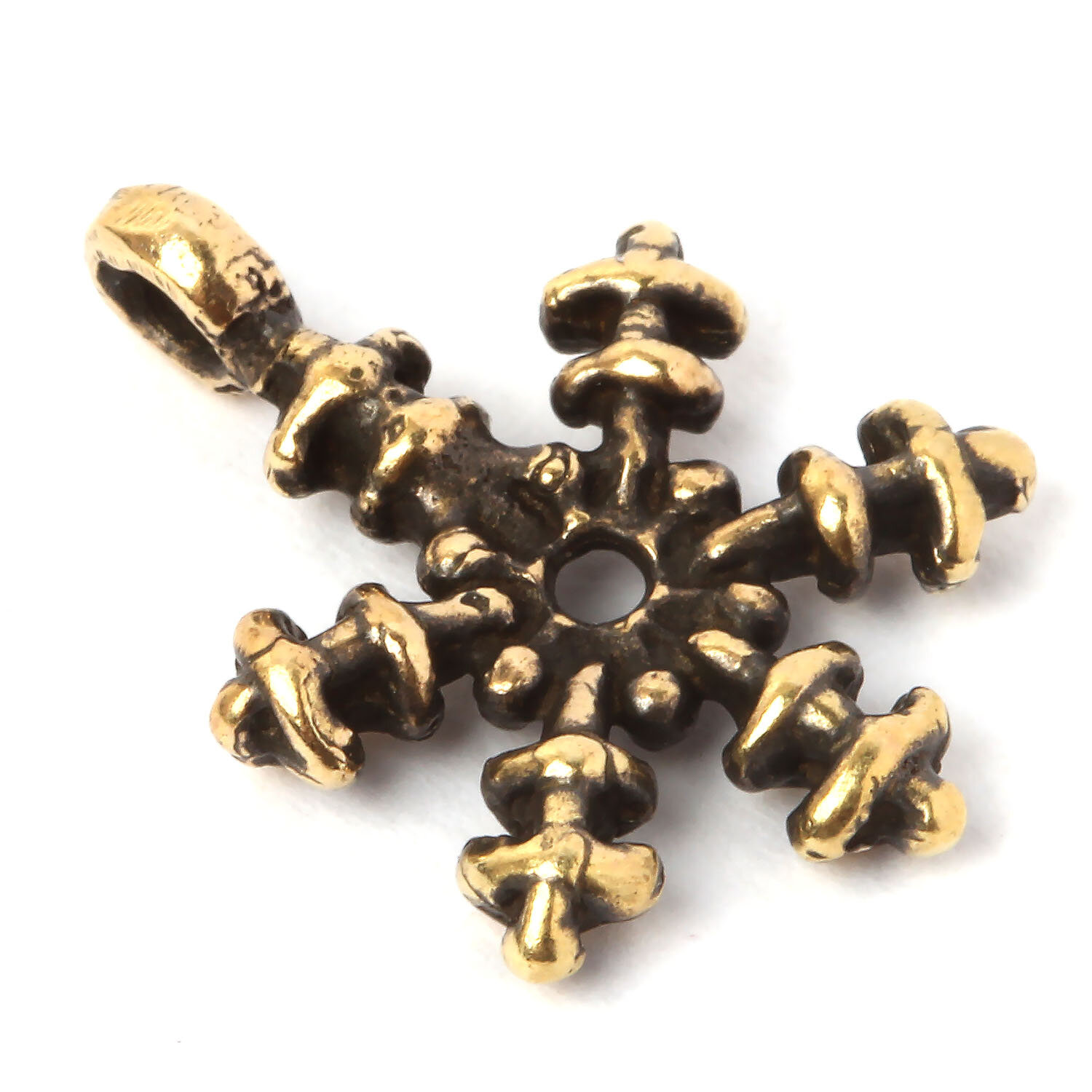 Подвеска, 20х14х4мм, Anna Bronze, Снежинка, базовый материал - латунь, цвет античная латунь (золотистый с чернением), 1 шт.