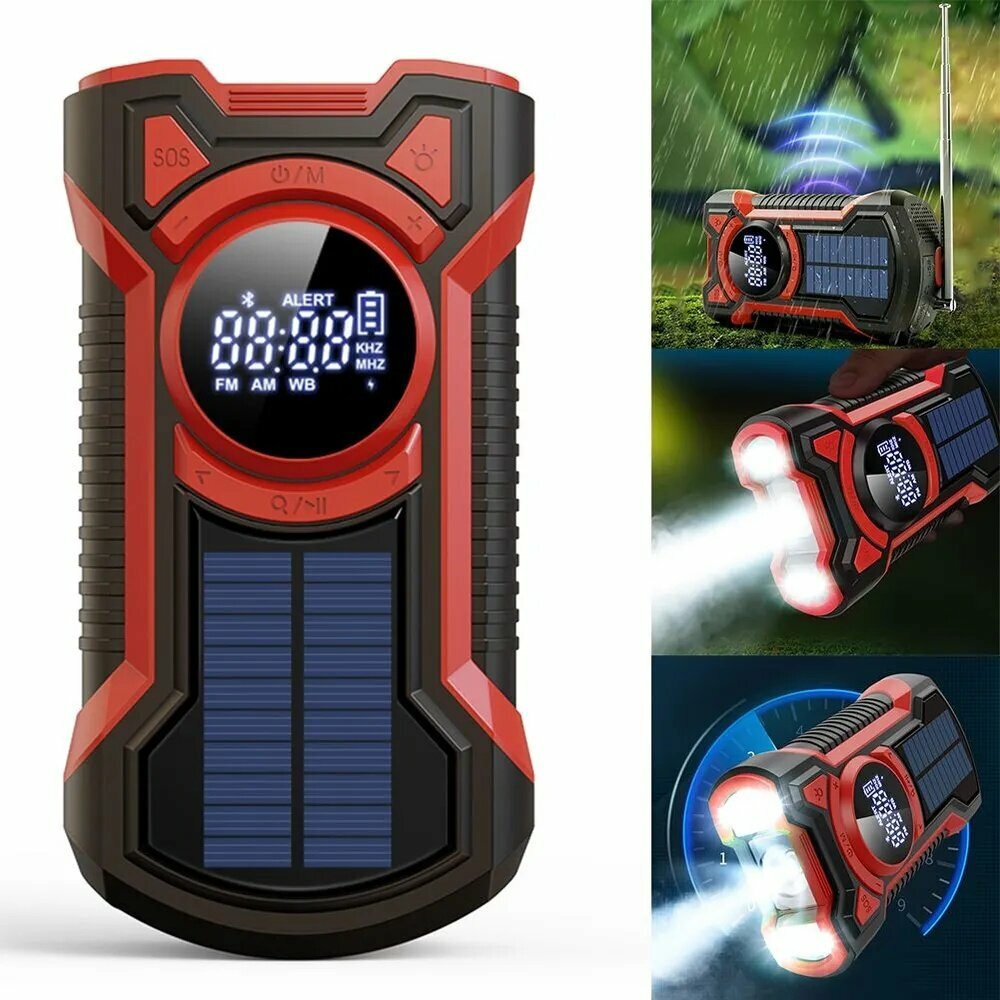 Радиоприёмник AM/FM/Bluetooth, 5000 мА ч, до 30 ч работы, красный