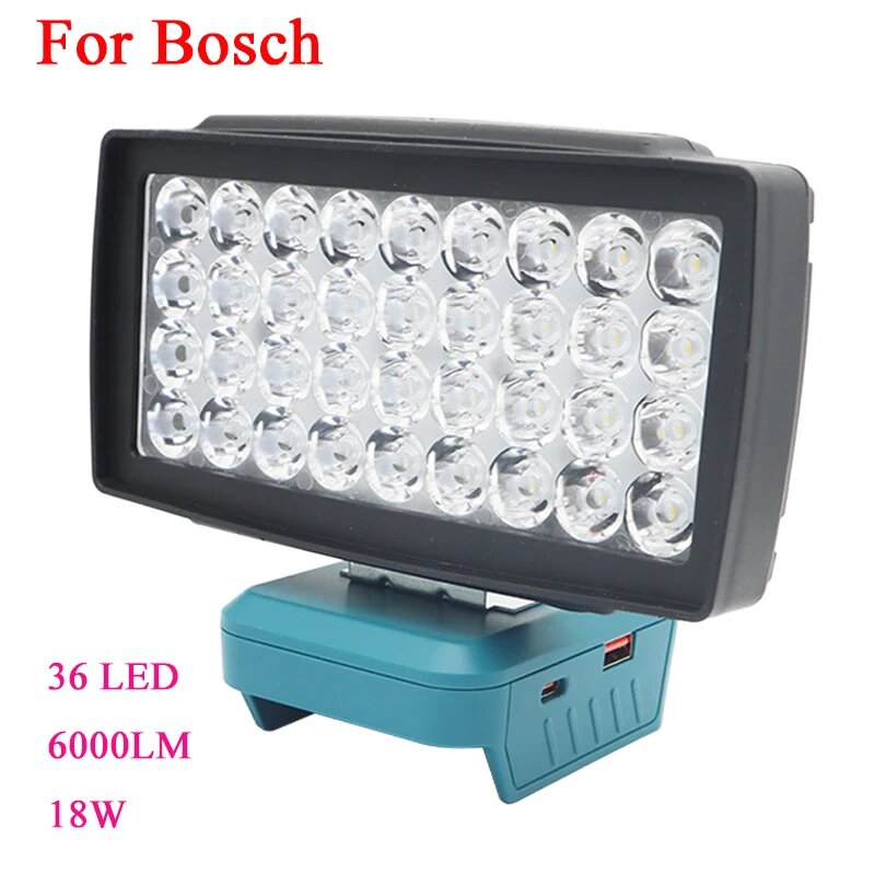 36-светодиодный автомобильный рабочий фонарь, фонарик, USB-накопитель для Makita, DeWalt, Bosch, Milwaukee HongSong, литий-ионная аккумуляторная лампа
