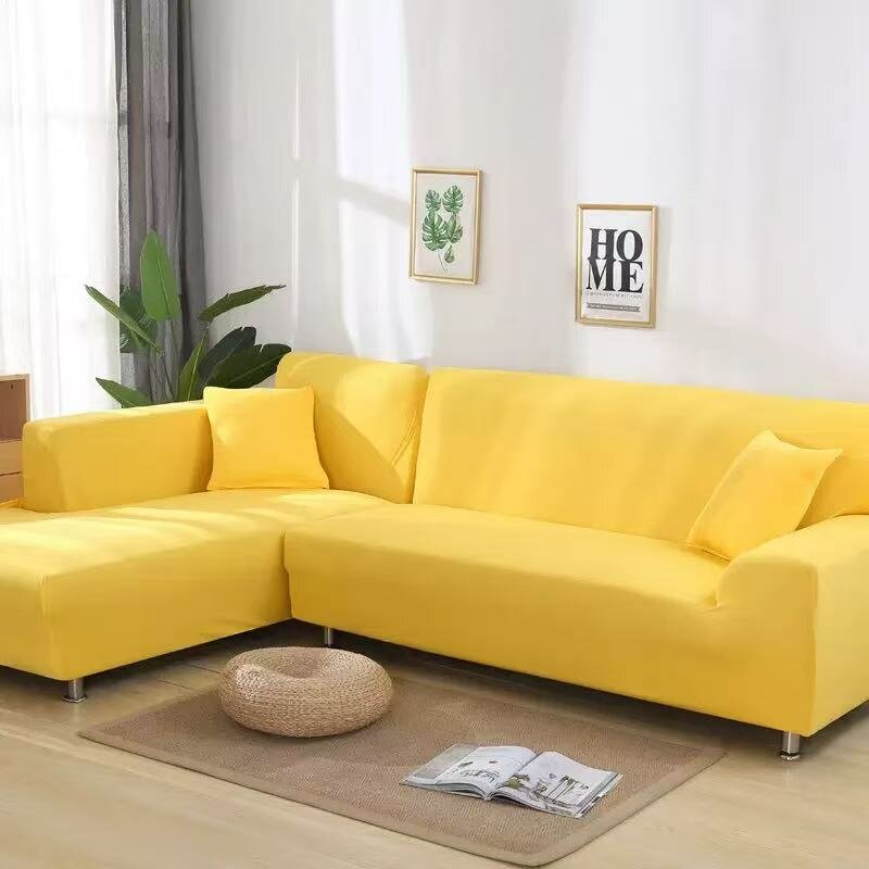 Чехол для углового дивана из эластичного материала, S - XL, цвет в , Large(190-230cm) 1pc,3 места， жёлтый