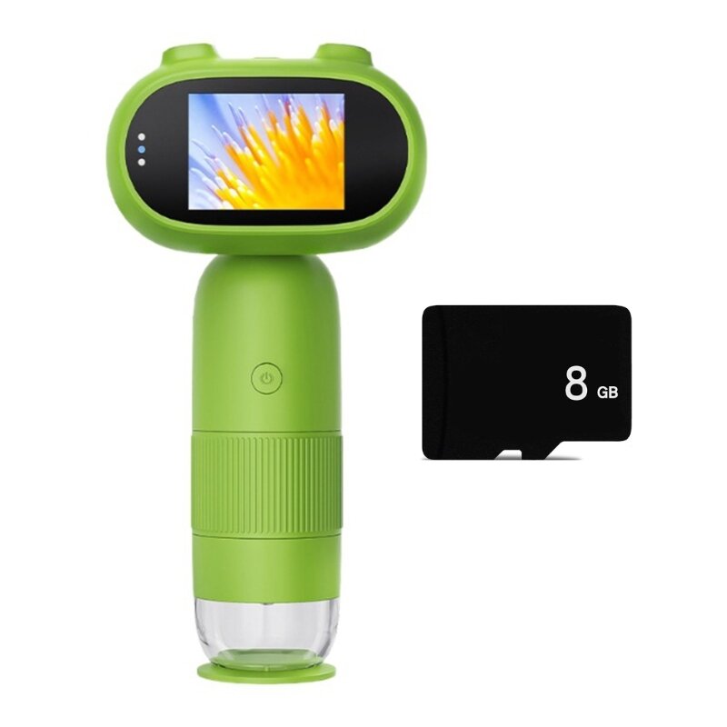 Портативный детский цифровой микроскоп с 1000-кратным увеличением, 2-мегапиксельная камера, 2-дюймовый IPS-экран, светодиодное освещение для детей и коллекционеров