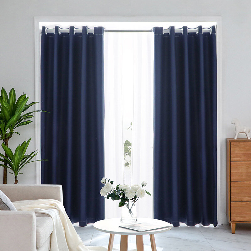 [2026] Роскошная ткань для штор в европейском стиле с полной светонепроницаемостью, высококачественная отделка оконного экрана, солнцезащитная ткань для балкона, не требует сверления, однотонная.