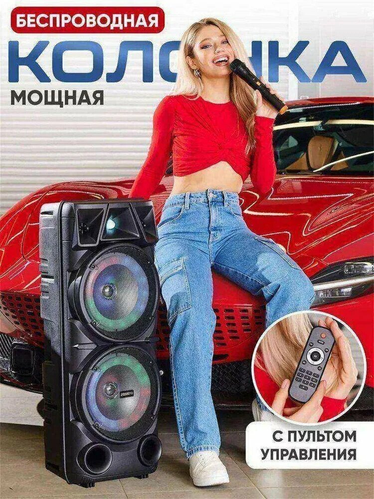 Мощная колонка караоке bluetooth для дачи и улицы