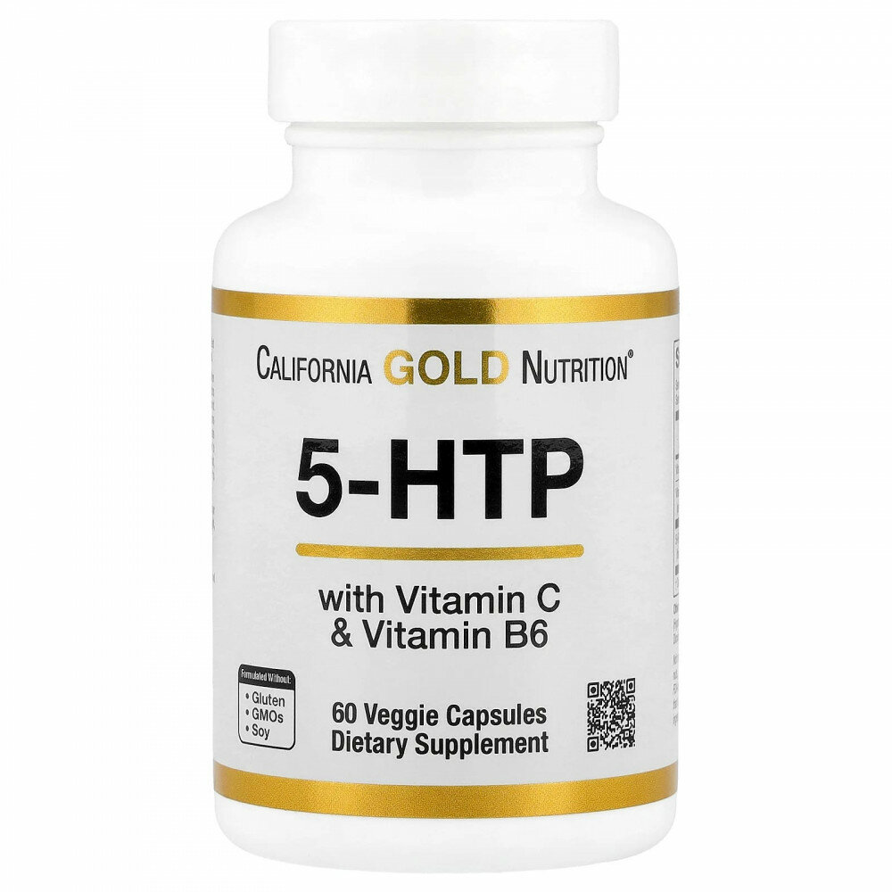 California Gold Nutrition, 5-HTP с витаминами B6 и C, 60 растительных капсул