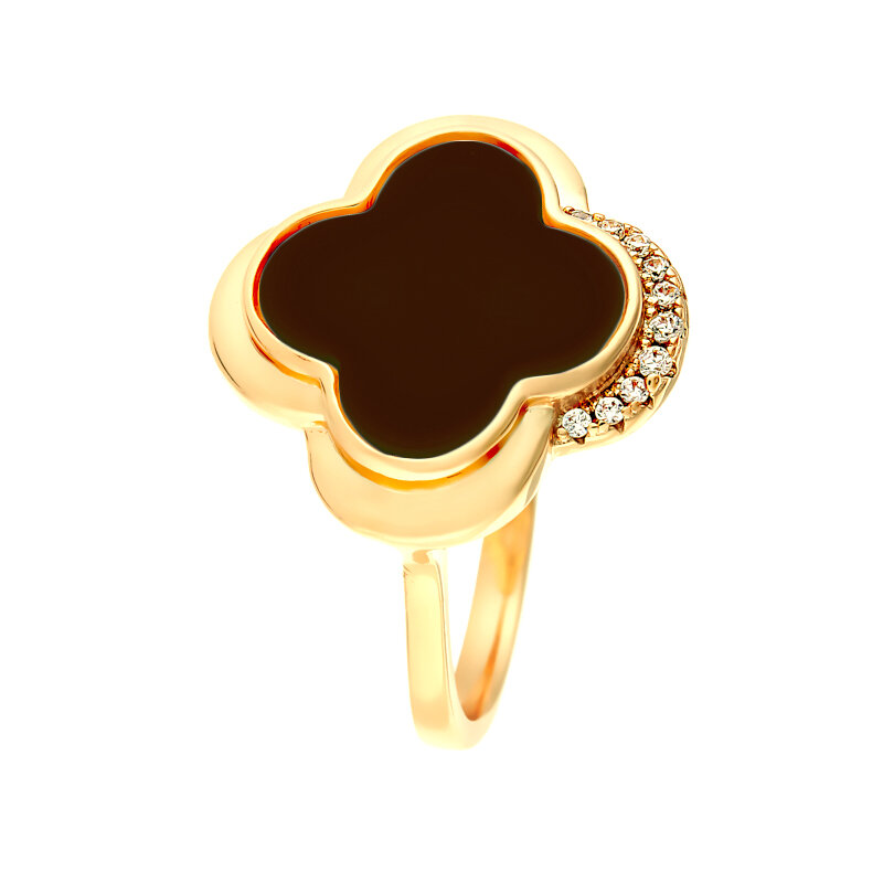 Кольцо, серебро, 925 проба, фианит, керамика