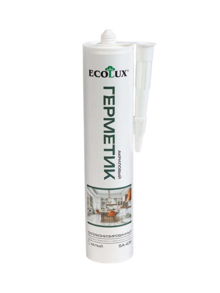 Герметик акриловый ECOLUX, силиконизированный, белый, 290 мл