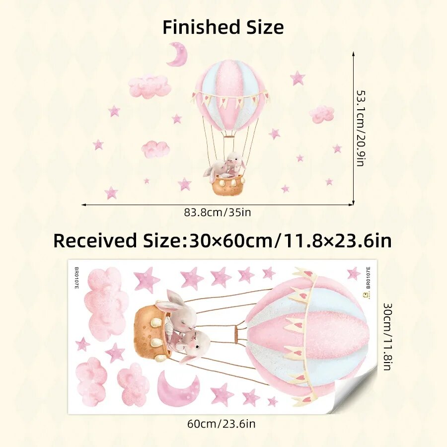 30*60 см стикер на стену для детей детский мультфильм облако воздушный шар животное спальня водостойкий съемный фон наклейки домашний декор