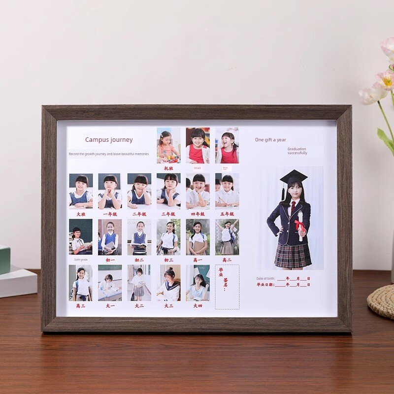 Фото-рамка для школьных воспоминаний, двойное использование (подставка и на стену), кофейный цвет 29.7x42 см, красный