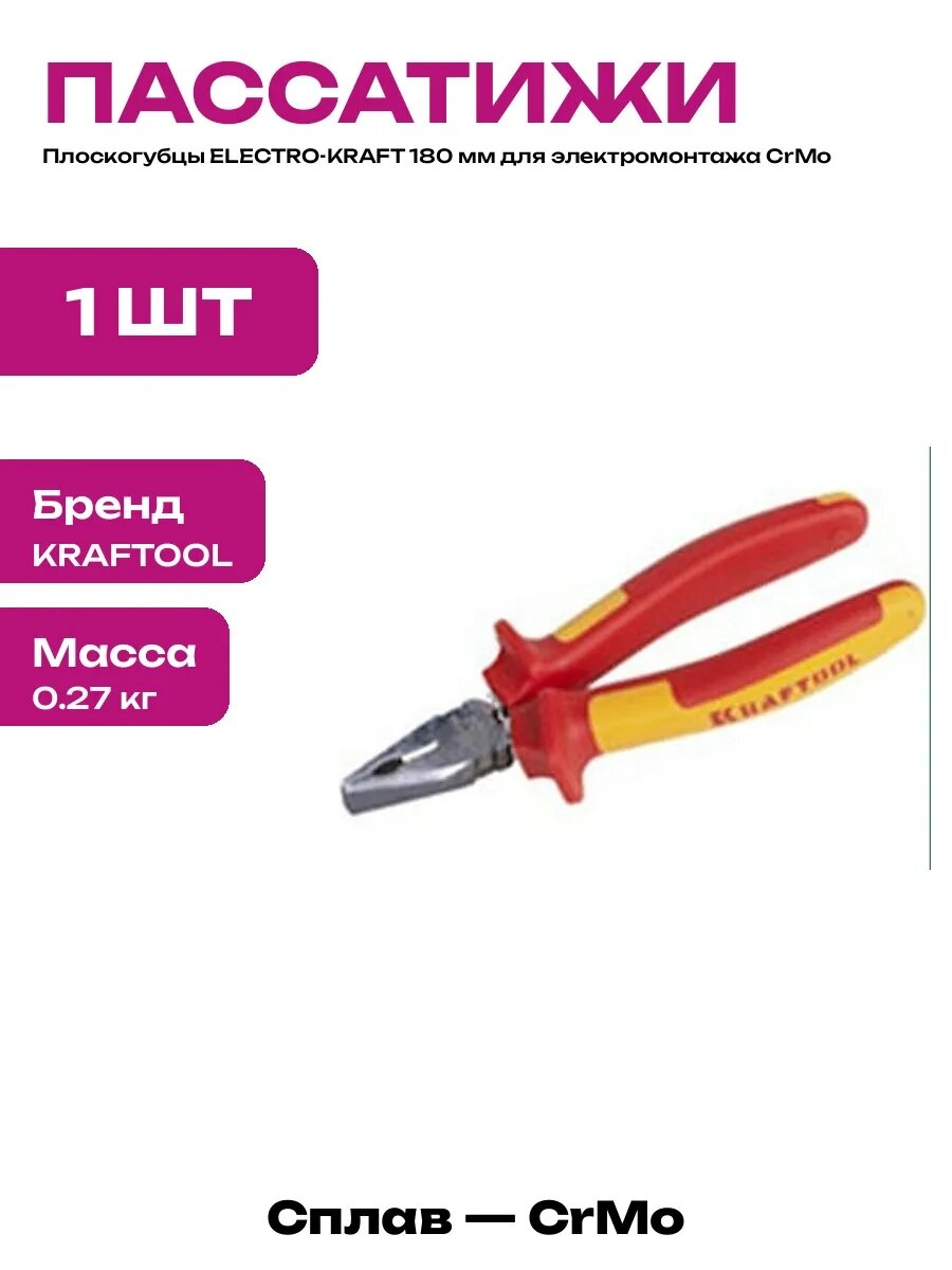 Плоскогубцы ELECTRO-KRAFT 180 мм профессиональные сталь CrMo