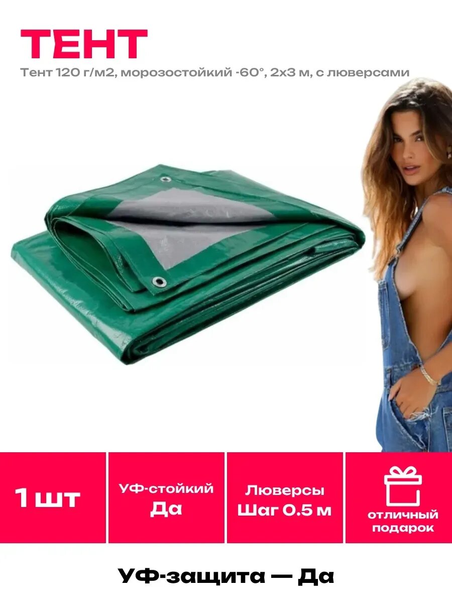 Тент тарпаулин 120 г/м2, 2х3 м, износостойкий, морозостойкий