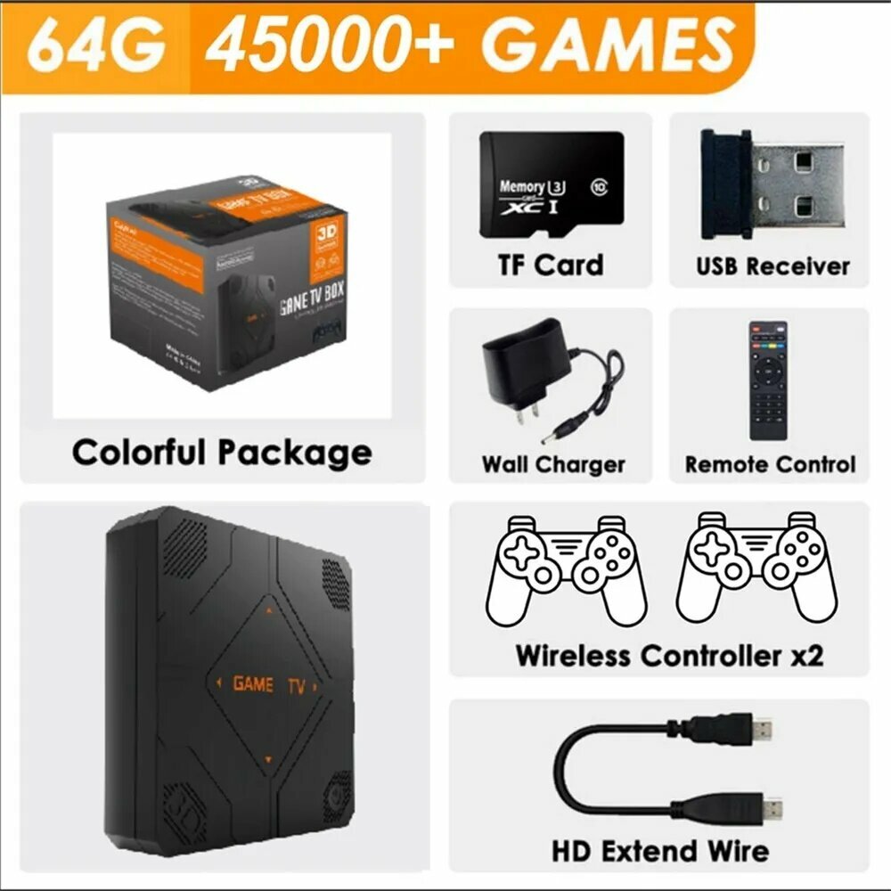 V5 Ретро Игровая Консоль 64G Dual Handheld TV Box Американская Вилка