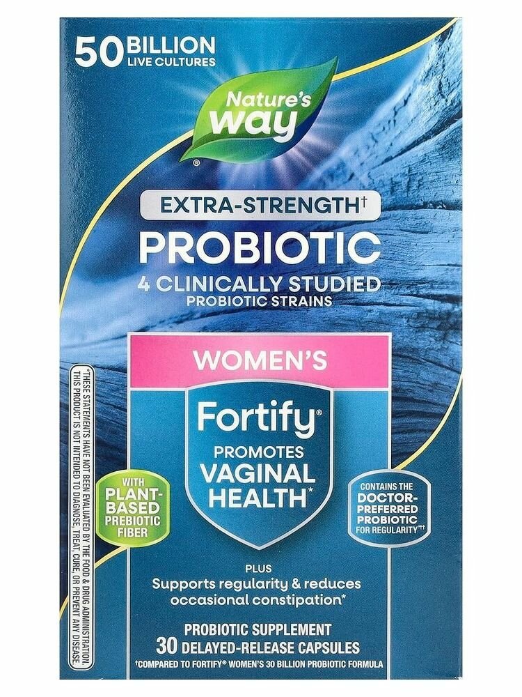 Пробиотик для женщин Fortify, 50 млрд КОЕ, 30 капсул с отсроченным высвобождением, Nature's Way