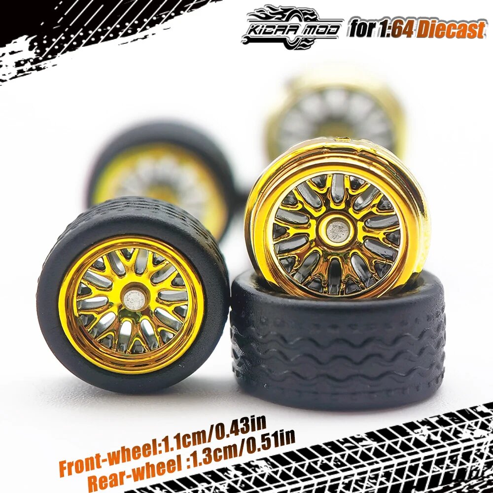Колеса 1/64 KICARMOD золотистые Electroplated gold для Hot Wheels