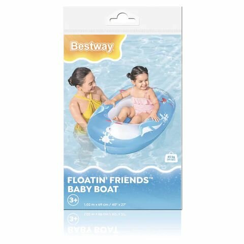 3 шт. Надувная лодочка "Подводный мир" с окошком, 102х69 см, 3-6 лет, BESTWAY, 34037