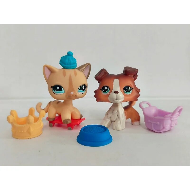2 шт./лот LPS фигурка кошки и собаки # 886 # 1542 Вт/аксессуары Mini Pet Shop игрушка