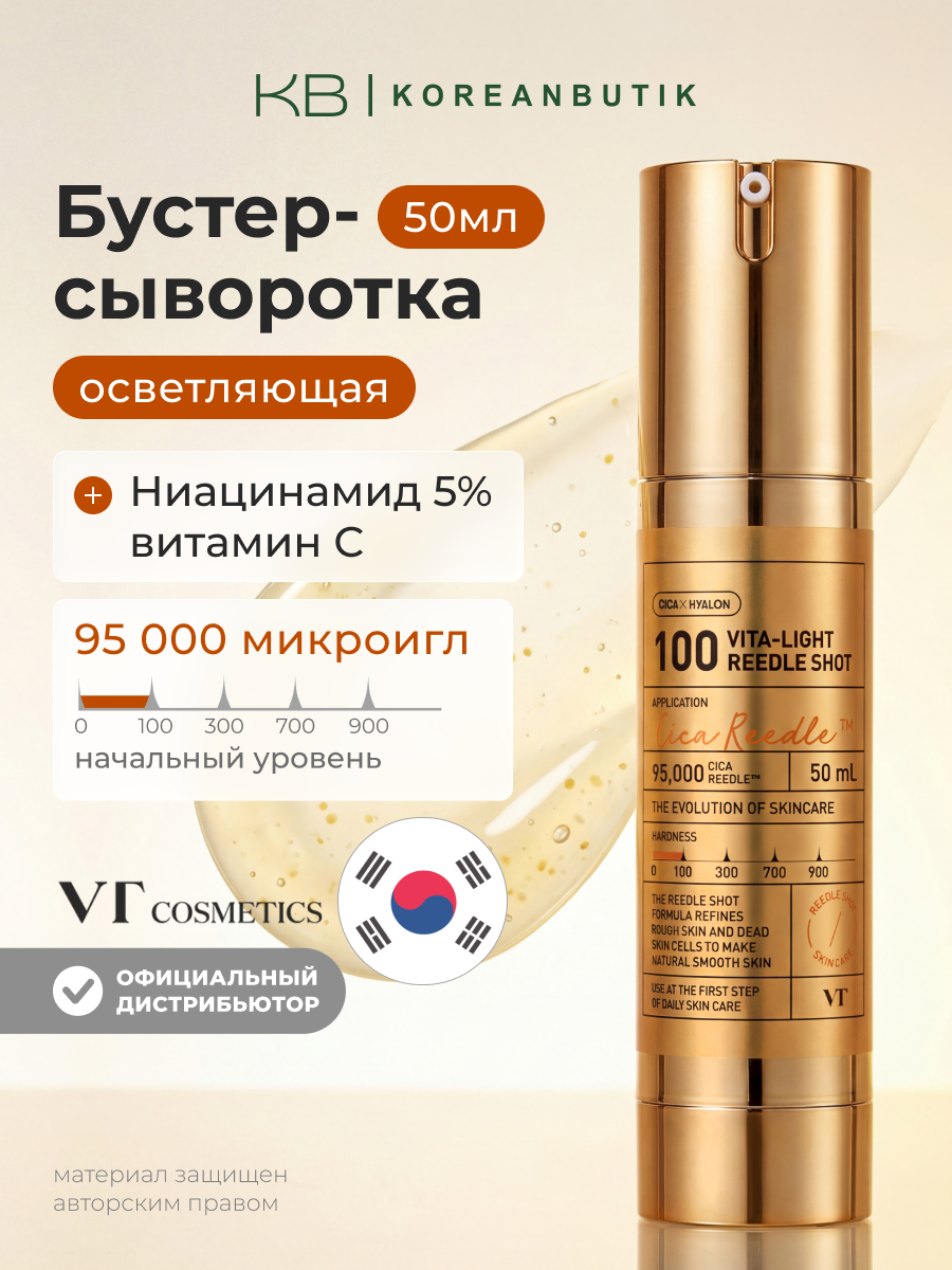 Бустер-сыворотка с микроиглами и витамином С | VT Cosmetics Vita-Light Reedle Shot 100 50 ml