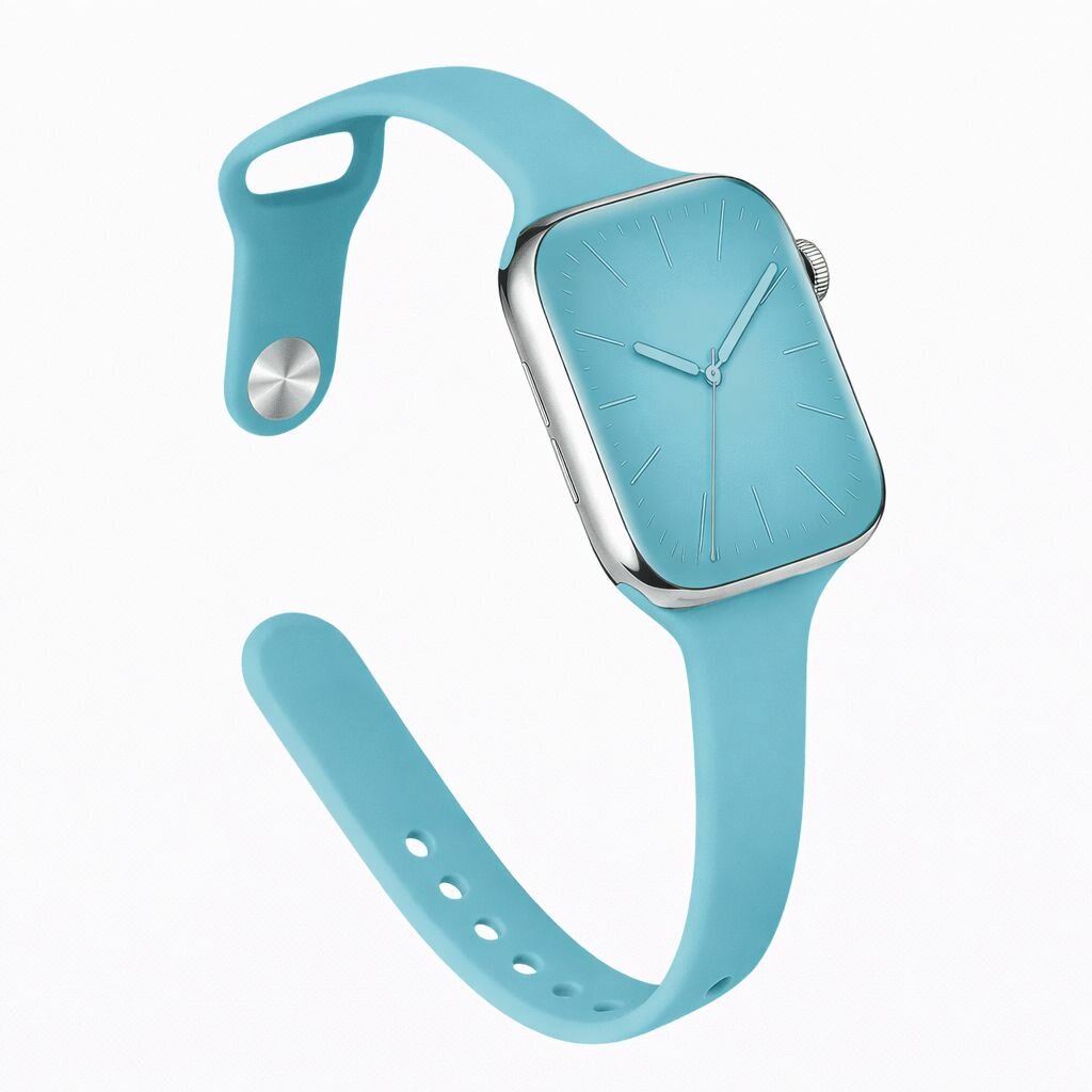 Узкий ремешок для Apple Watch 44/45/46/49 mm, силиконовый, цвет Моркской волны (бирюзовый), браслет на смарт-часы Эпл Вотч для iWatch Series 11 10 9 8 7 6 5 4 SE Ultra 3 Ultra 2 Ultra совместимый