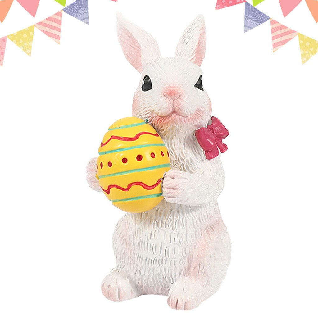 Easter bunny resin ornament with angel and sunflower for seasonal gift and decor yellow rabbit height 7cm