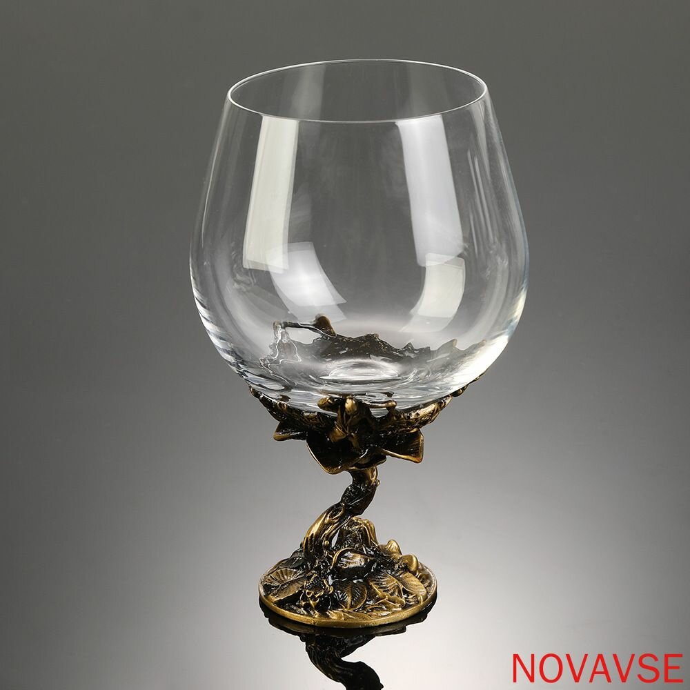 Бокал подарочный для коньяка и бренди "Лев", 310 мл, без коробки, ручная работа с точным художественным литьем из латуни, в подарок для друга, мужа, руководителя на день рождения