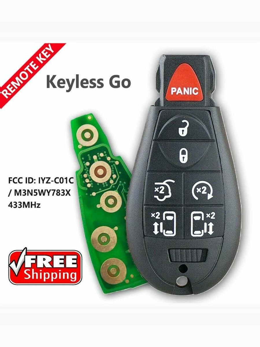 Ключ зажигания 433MHz для Chrysler Dodge Jeep — подходит для Chrysler 300, Dodge Charger, Challenger, Durango, Magnum