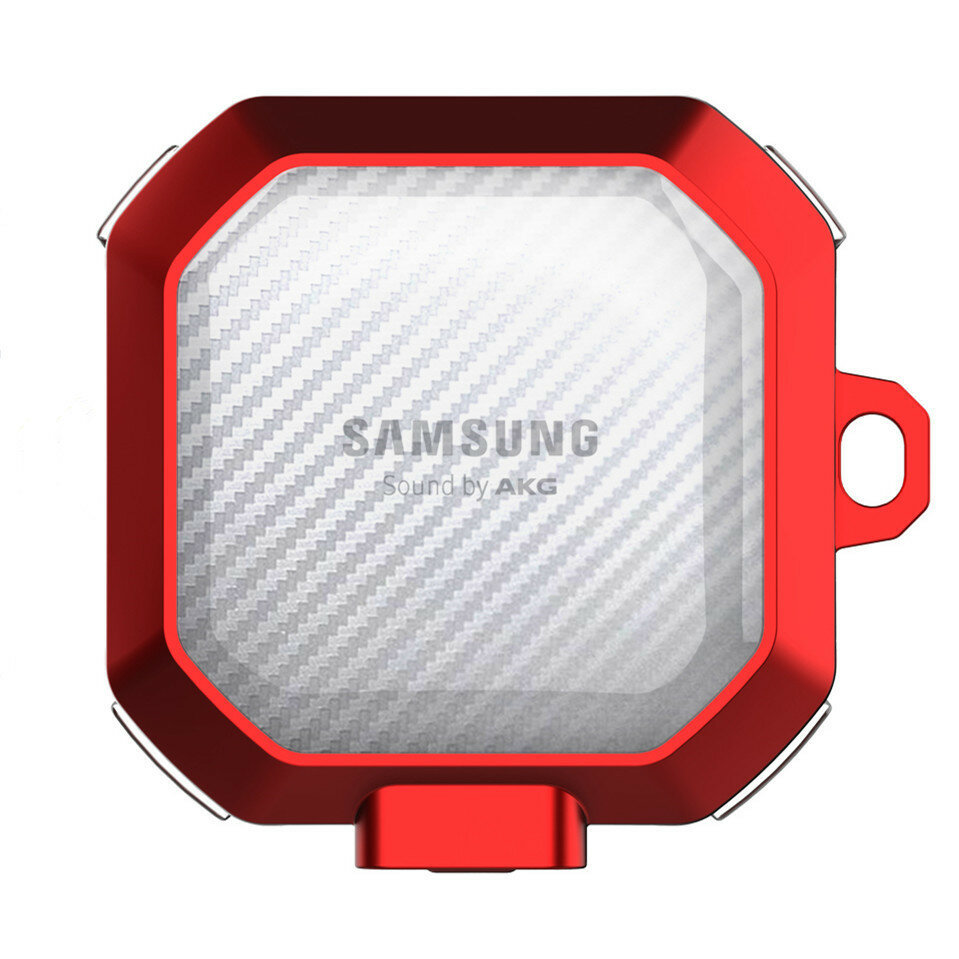 Прозрачный карбоновый чехол для наушников Samsung Buds Live/Buds2/Buds2 Pro/FE, мягкий TPU защитный чехол - Красный