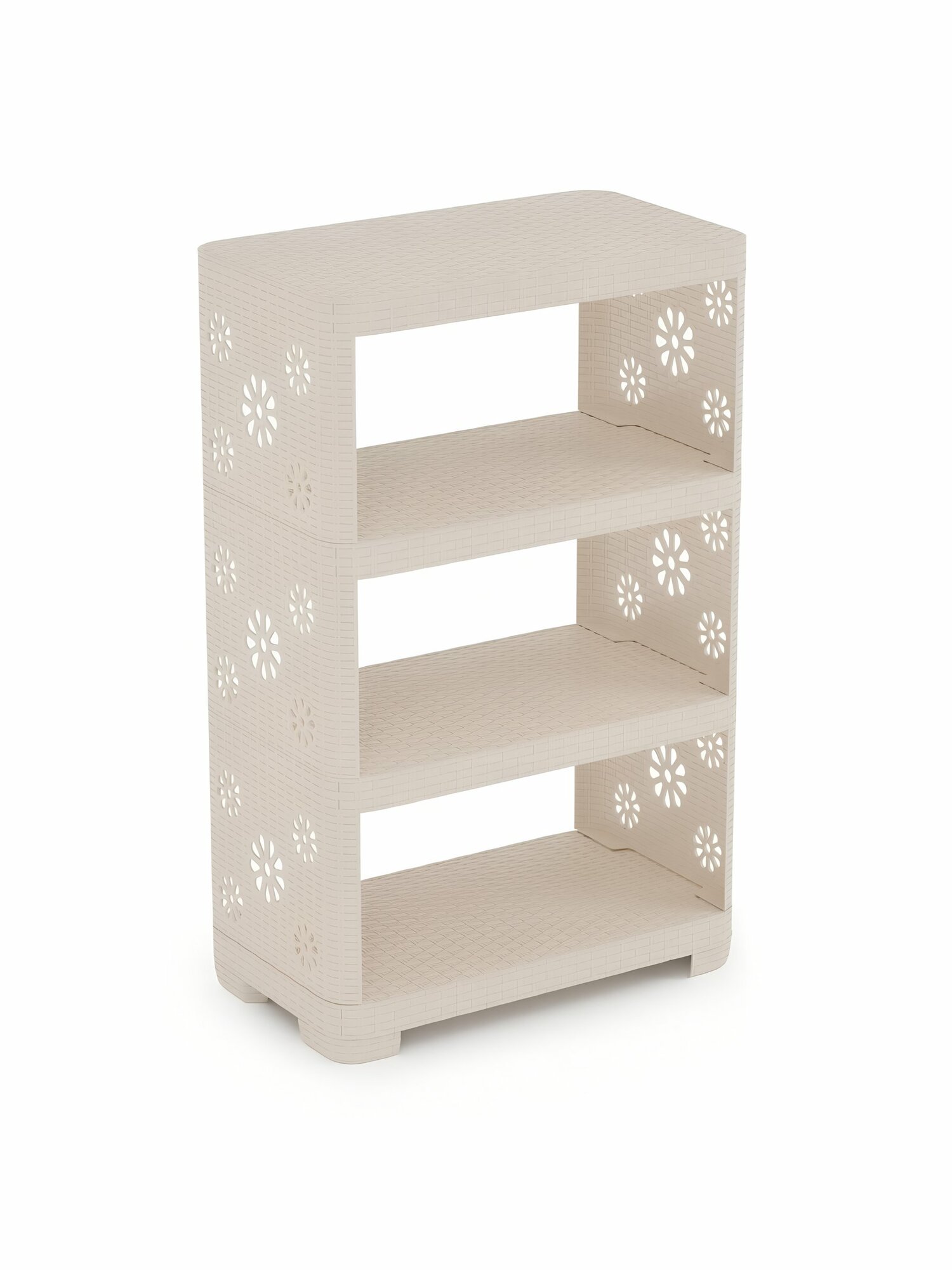 Полка для обуви для обуви, пластик, 4 секции, 30х52х82.5 см, разборная, слоновая кость, Альтернатива, Плетенка №2, М2521