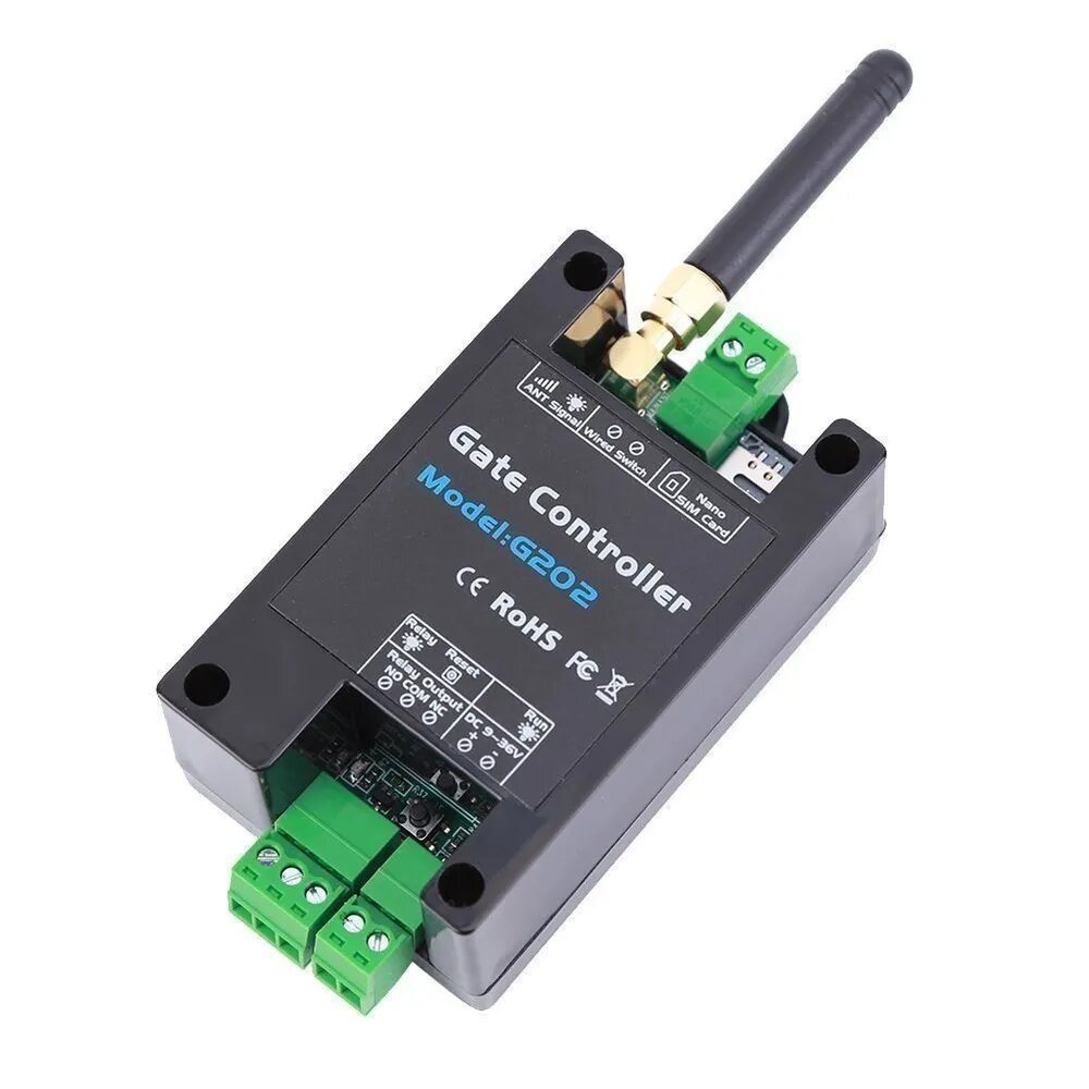 Эксклюзивный GSM модуль G202 с реле для открытия ворот и дверей, управляется 2G пультом через бесплатный вызов, монтируется на Dinрейку