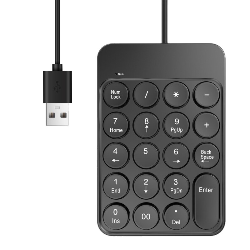 Проводная цифровая клавиатура, USB-цифровая клавиатура, 19 клавиш, цифровая клавиатура для ноутбука, компьютера, ноутбука, большой шрифт с буквами