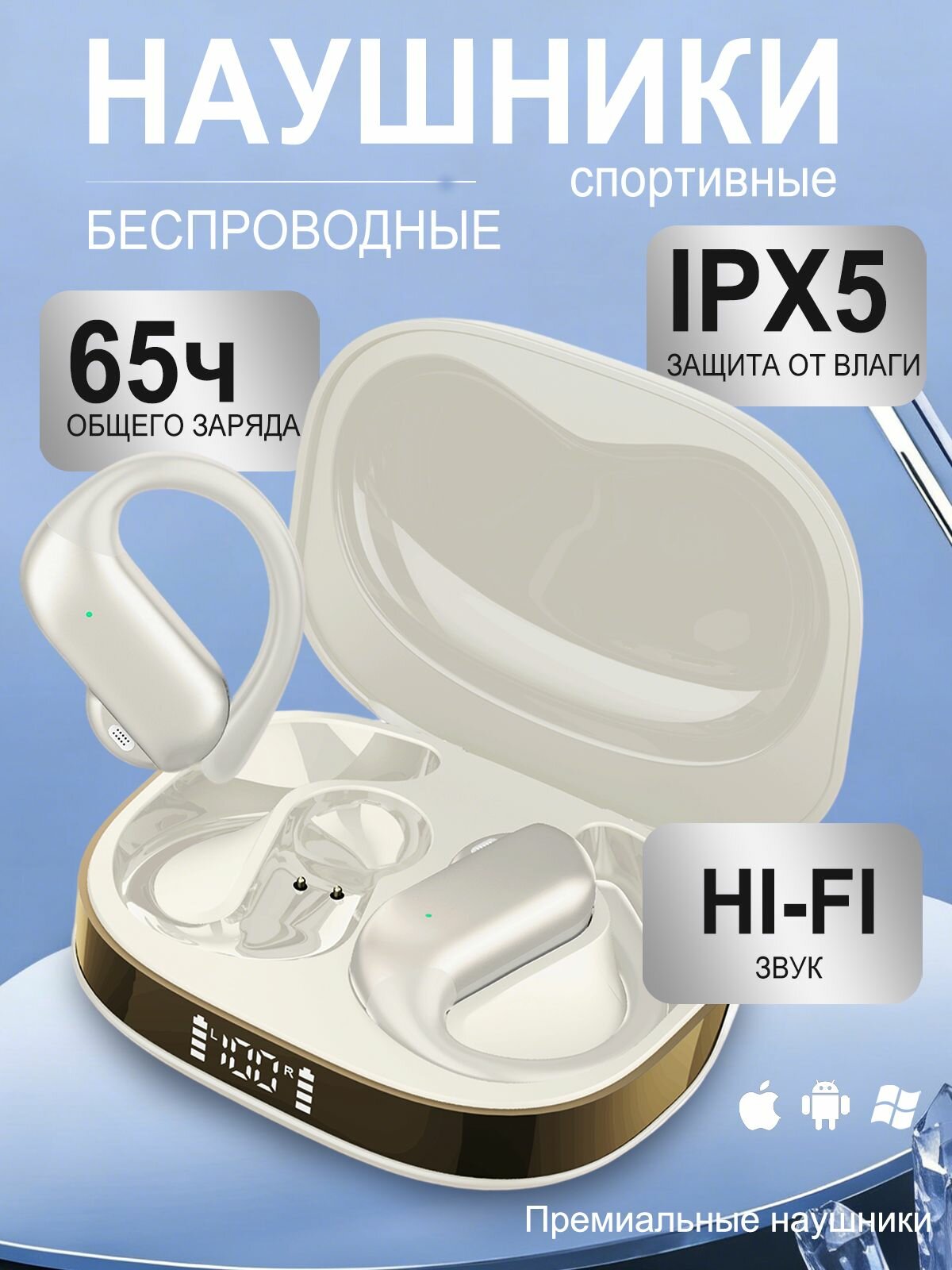 Наушники беспроводные для телефона спортивные с микрофоном для андроид, айфон/Блютуз гарнитура
