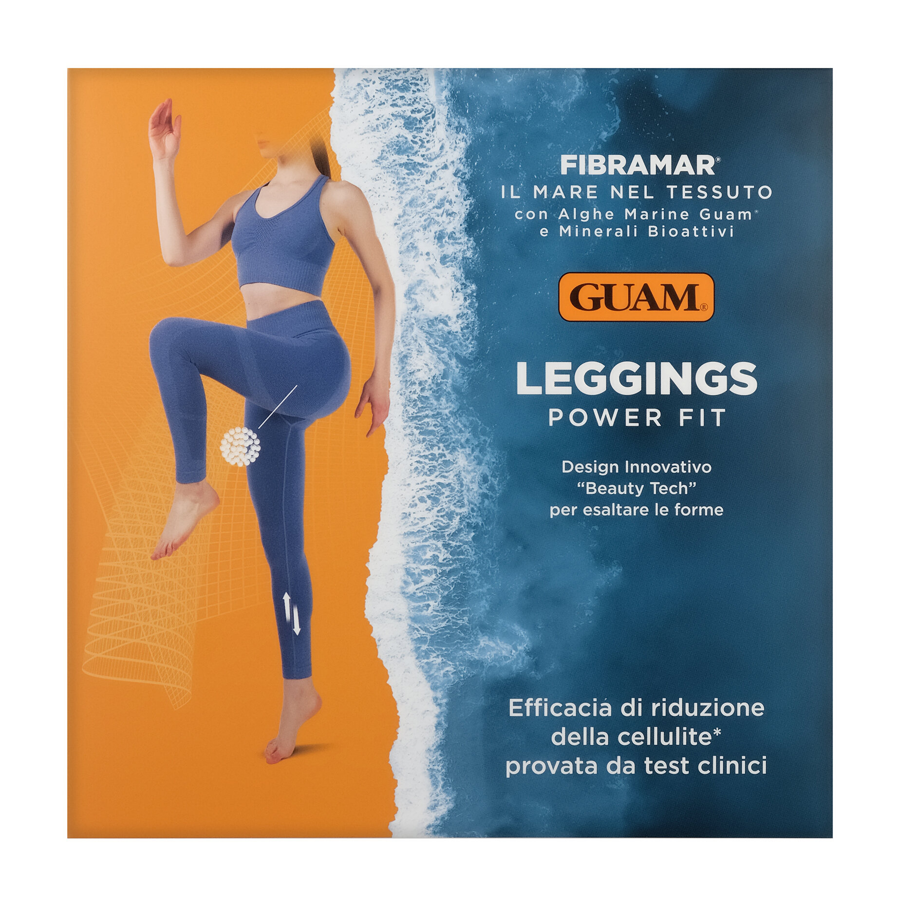 GUAM Fibramar Легинсы для занятий спортом Power Fit, цвет синий кобальт, размер L/XL (рос. размер 48-52)
