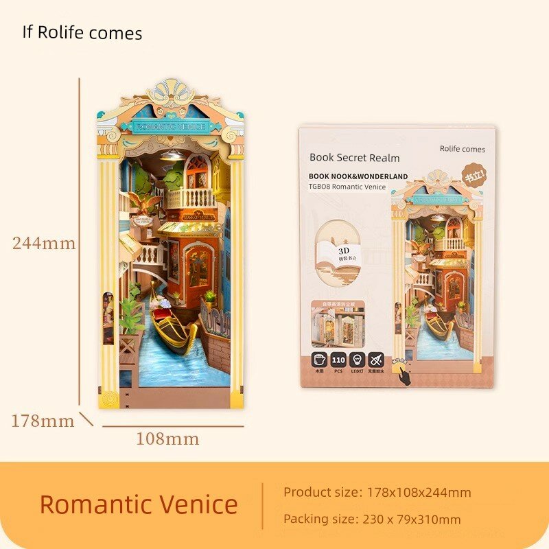 Деревянная головоломка-стенд для книг Venice Romance DIY, образовательная игрушка с классическим водным городом для