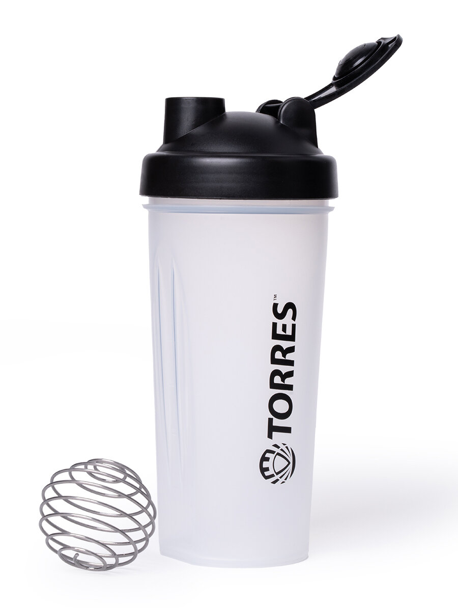 Фляга шейкер спортивный, бутылка для воды TORRES 600 мл, прозрачный