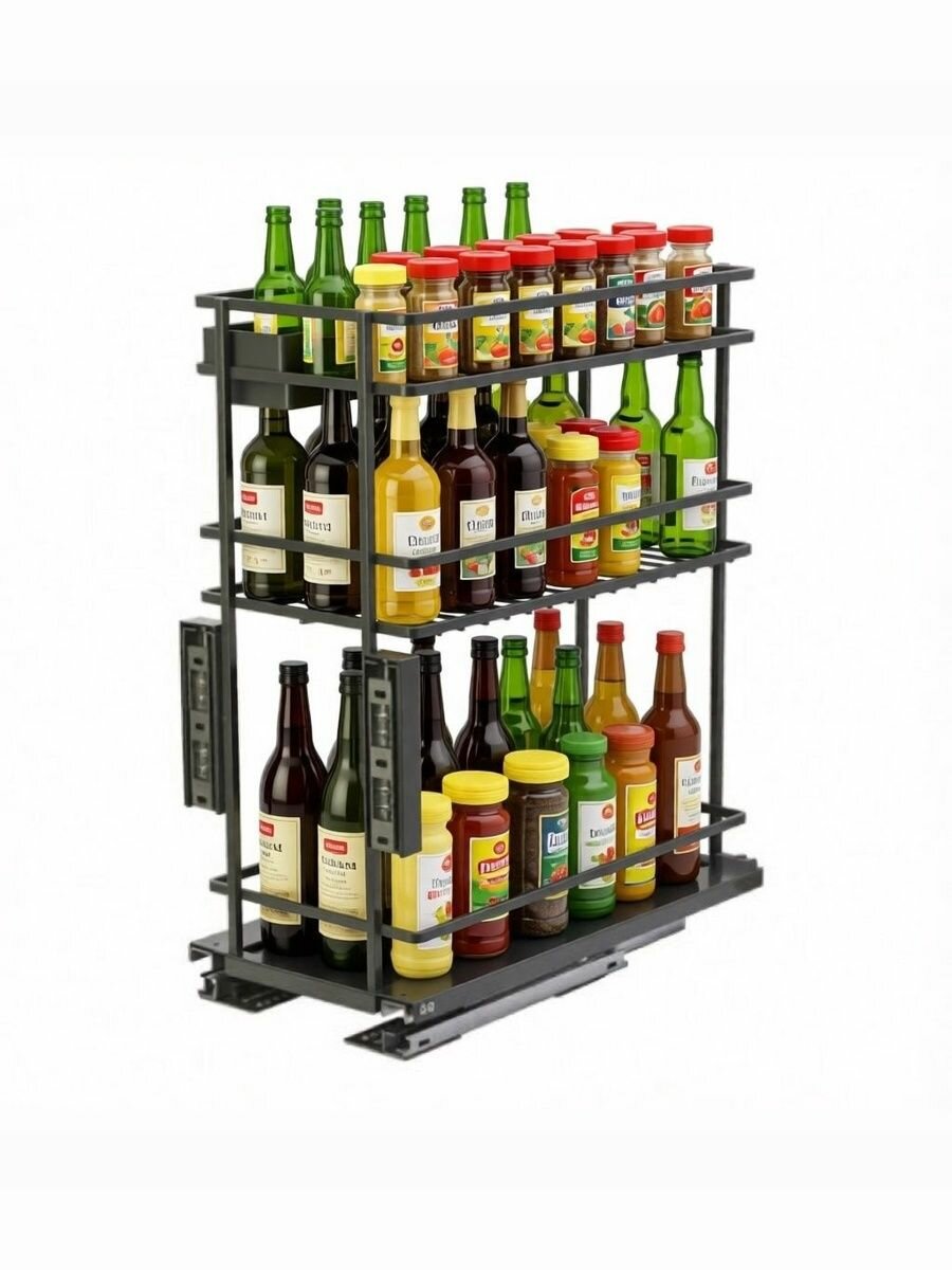 Бутылочница 3-х уровневая LINA UNIHOPPER в базу 300мм, серая, с доводчиком