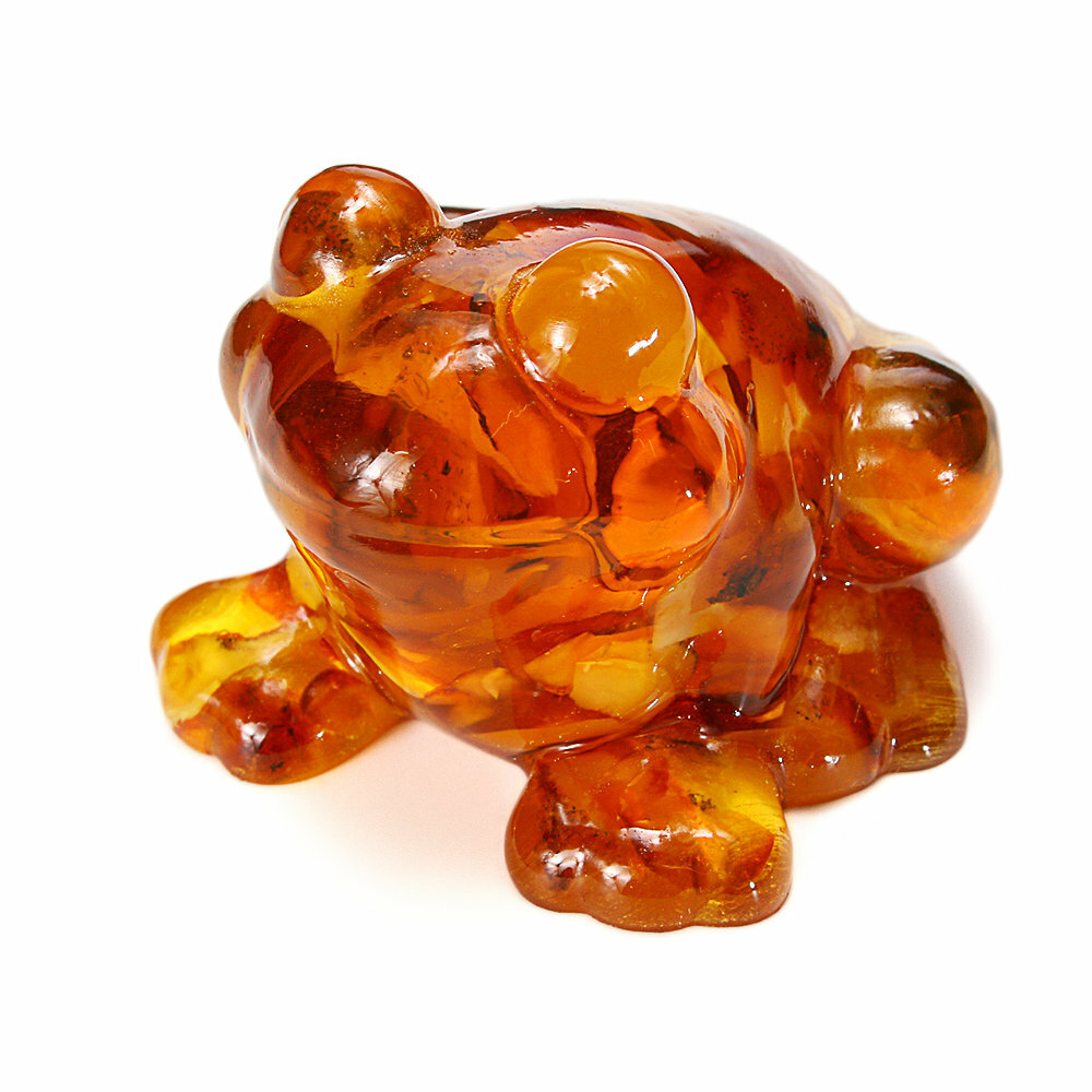 Сувенирная фигурка с кусочками янтаря "Лягушка"