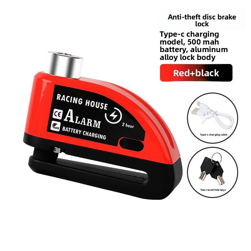 Замок дискового тормоза велосипеда алюминиевый сплав противоугонный для электровелосипедов и самокатов красный