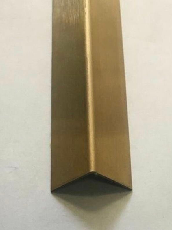Уголок из Нержавеющей стали 20х20 мм наружный, стыковочный, Шлифованное золото 3000 мм -1 шт