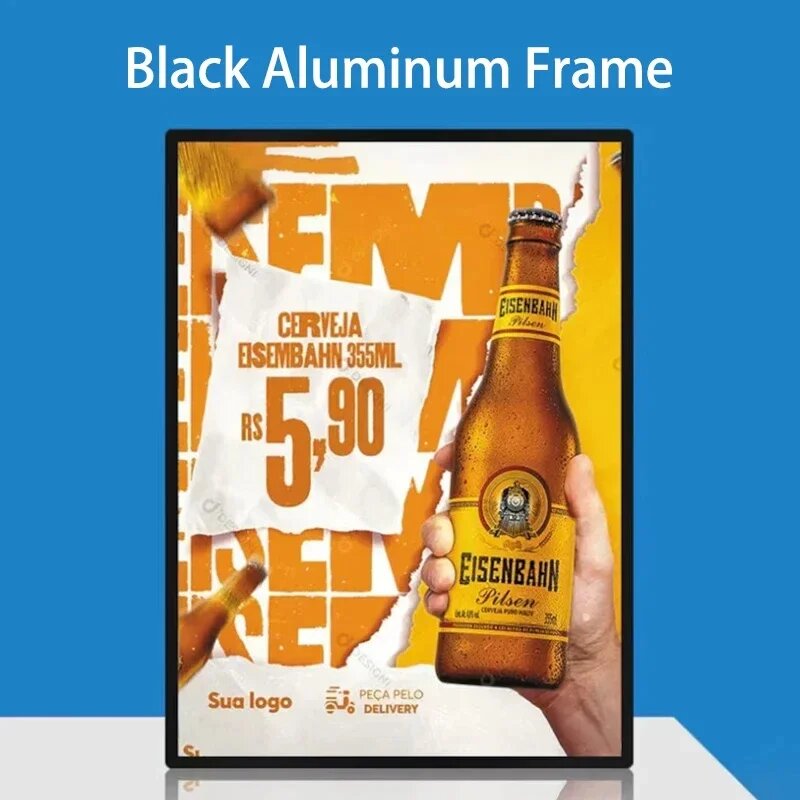 Slim LED Advertising Light Box A2 A3 A4 1 piece A4 Size, Black Frame