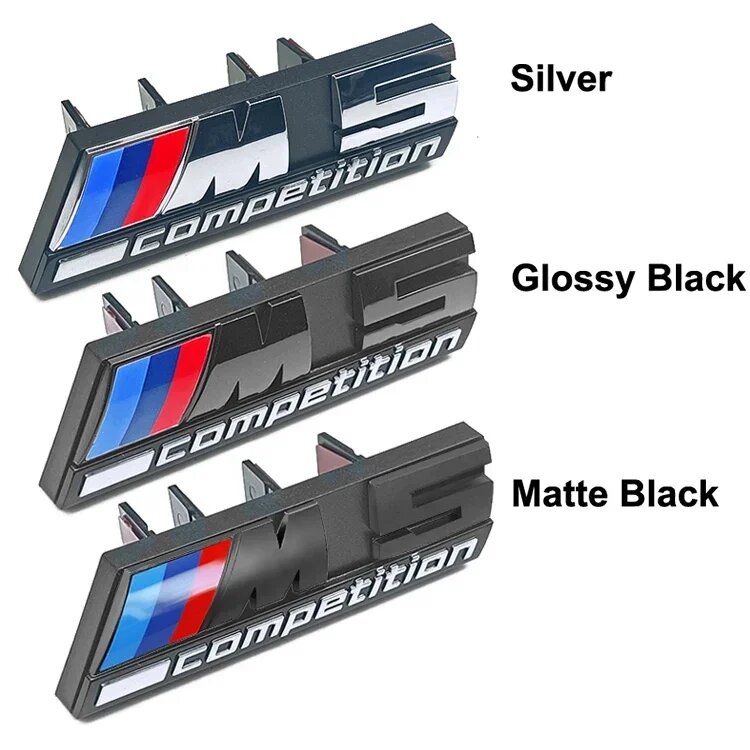 Наклейки-эмблемы на переднюю решетку автомобиля для BMW M Power M1 M3 M5 competition, Glossy Black