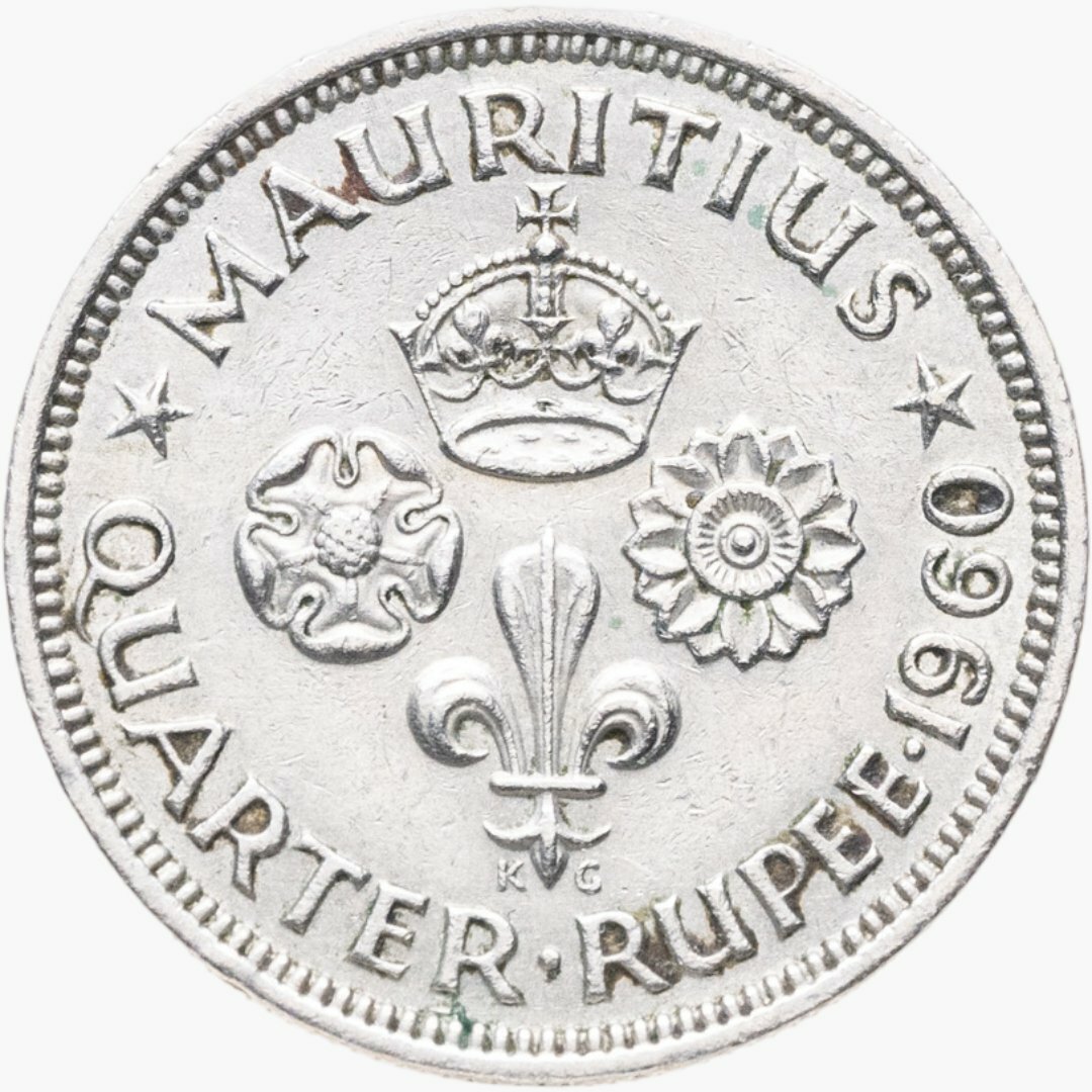 Маврикий 1/4 рупии rupee 1960, Мельхиор медь-никель, в сохранности VF-XF