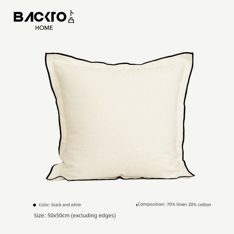 Черно-белая подушка 50x50 см (без края) без наполнителя для дивана