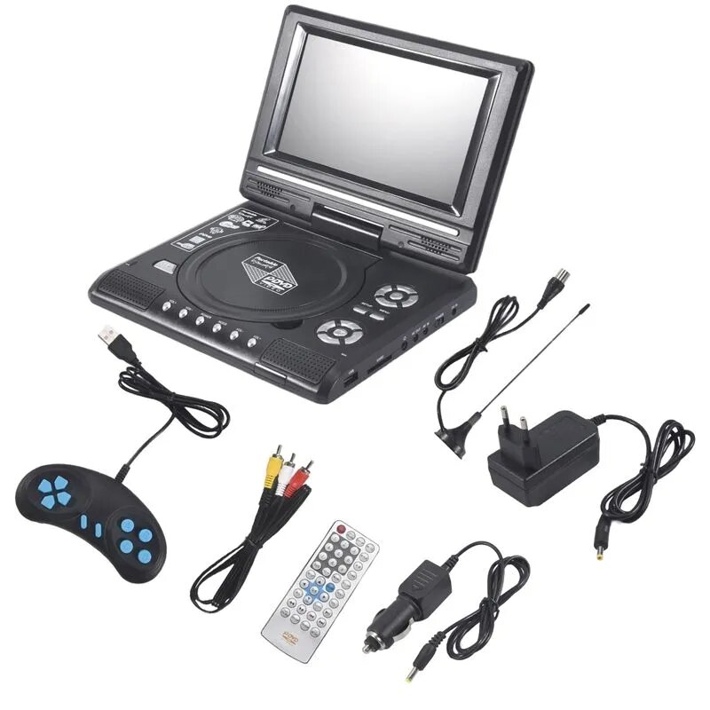 Портативный 7,8-дюймовый телевизор Домашний Автомобильный DVD-плеер HD VCD CD MP3 HD EVD-плеер с функцией TV / FM / USB