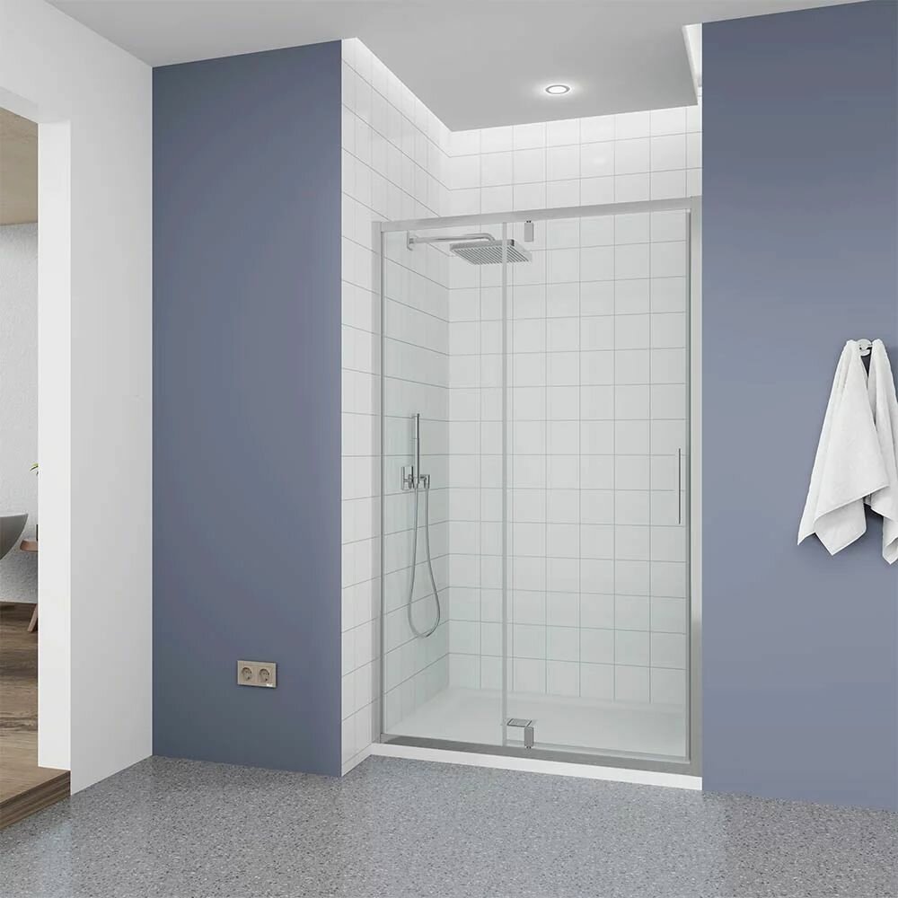 Душевая дверь в нишу Veconi Ottimo P20 CH распашная, 100х190 см, стекло прозрачное, профиль хром глянец OP20CH-100-01-C9