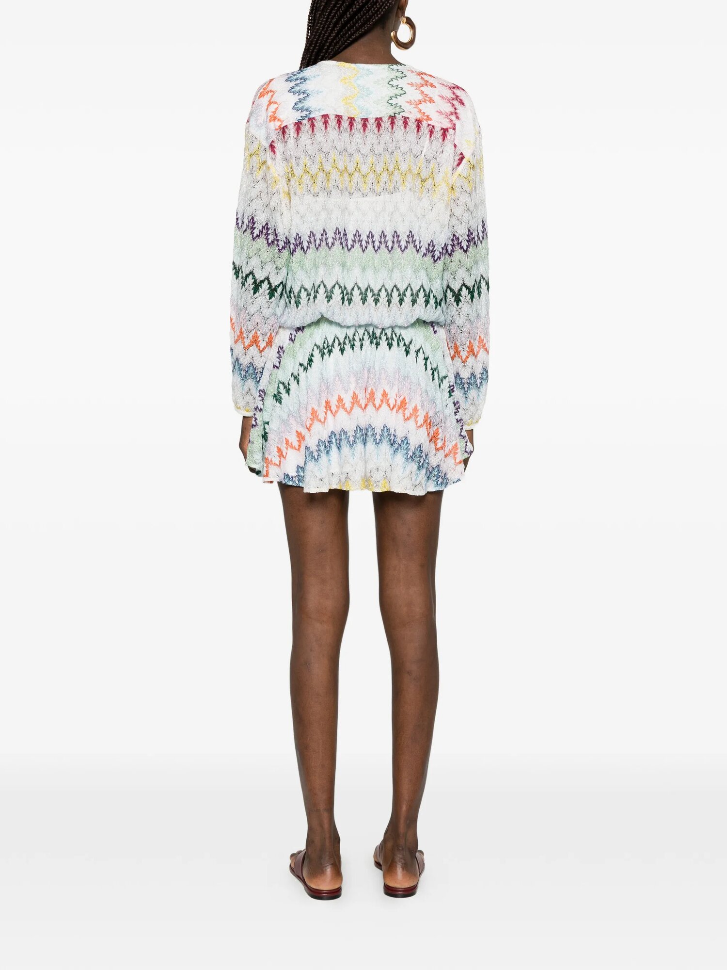 Платье Missoni Zigzag tie mini dress, размер 38, бежевый/белый — фото 1