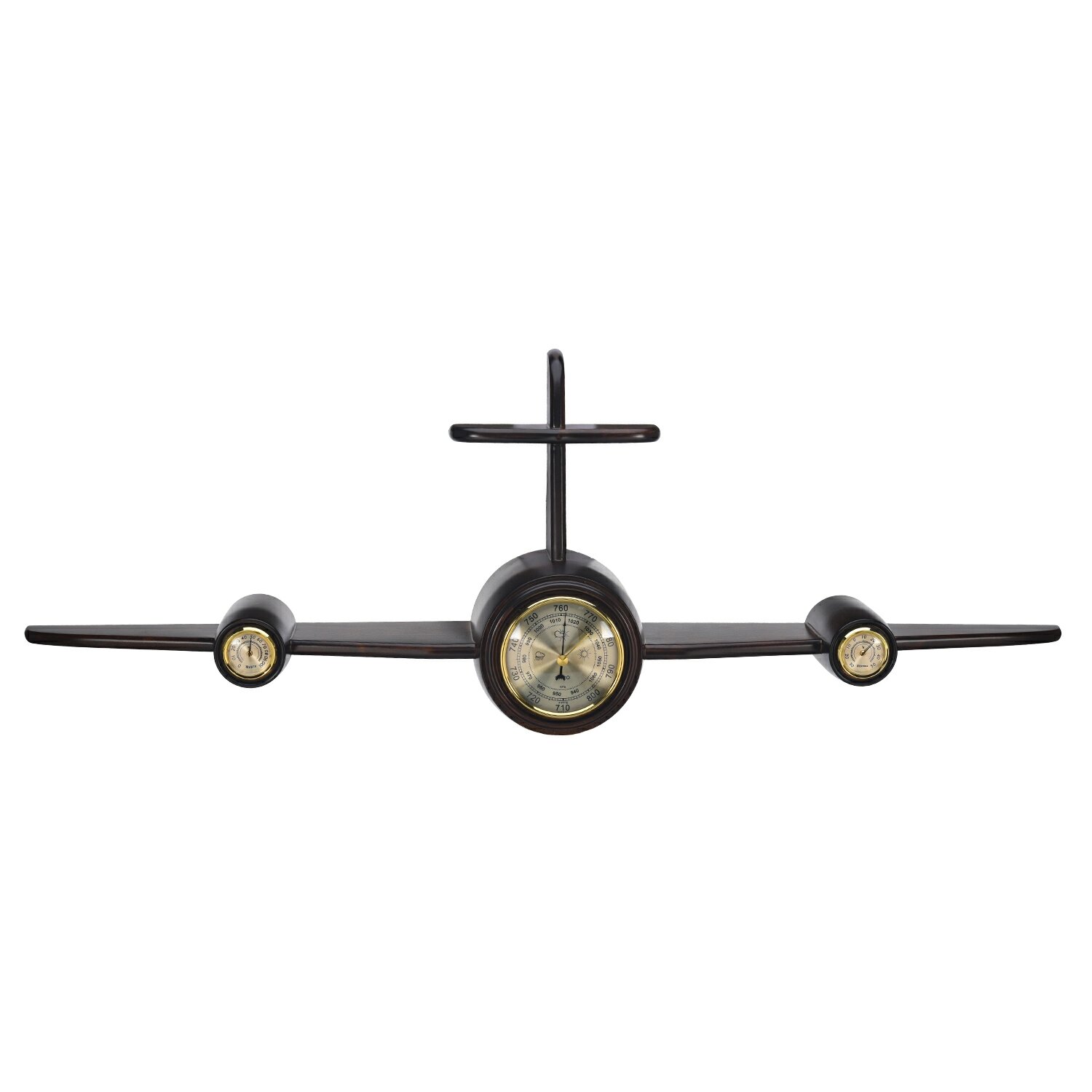 204983/М-100м метеостанция настенная "самолет"барометр, мал Нат. дерево 2451