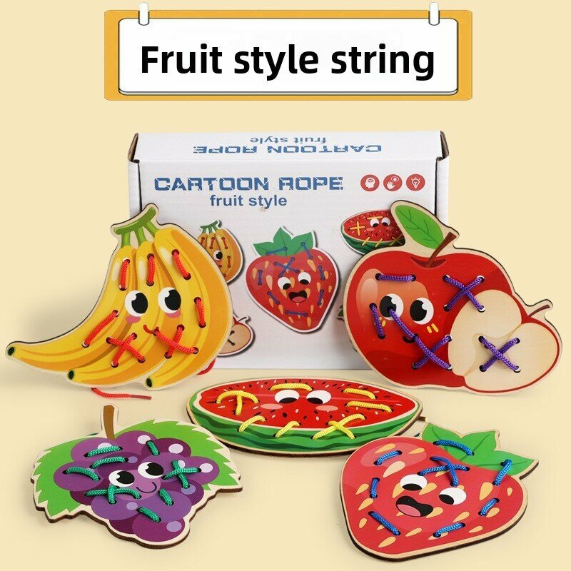 Деревянная монтессори игрушка для детей с мультяшными темами для развития мелкой моторики и игр фрукт