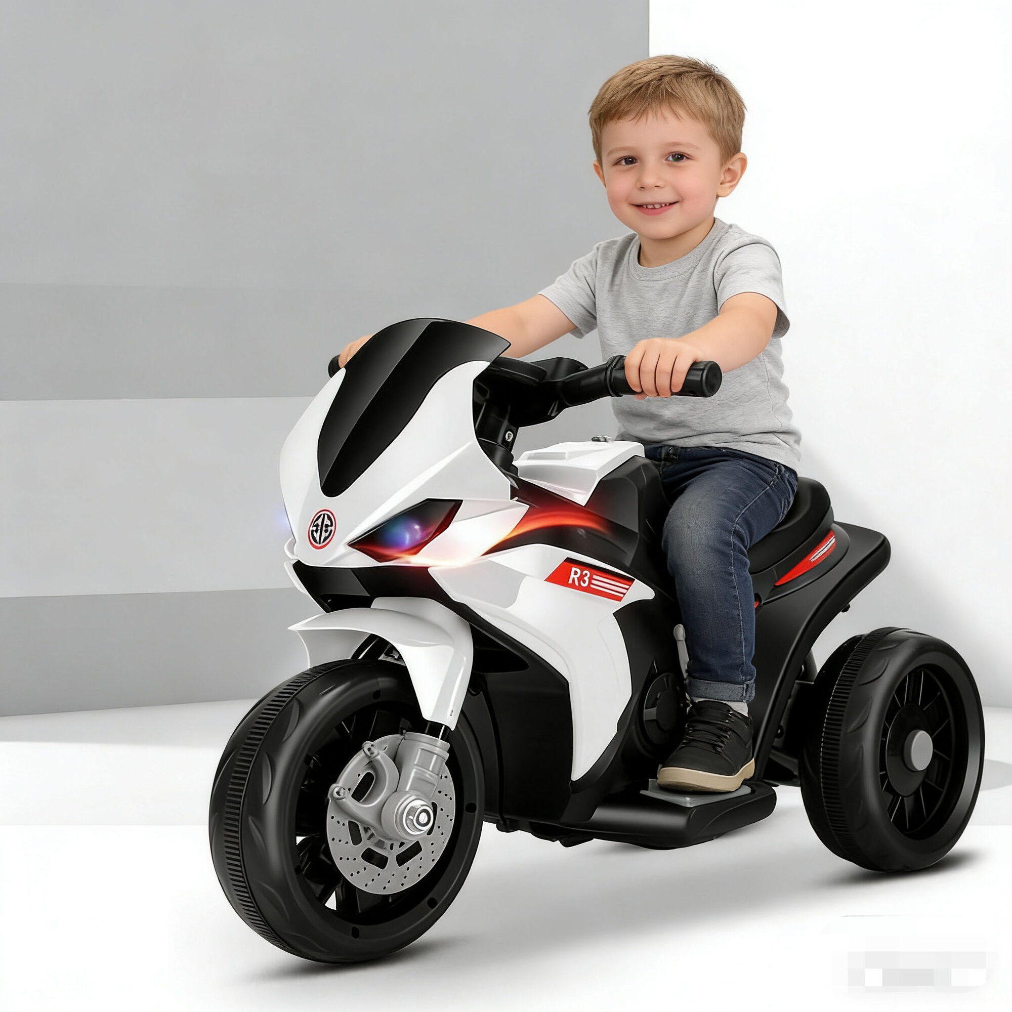 Электромобиль детский, управление со смартфона, для улицы и помещения, белый, от 1 года, 1 место