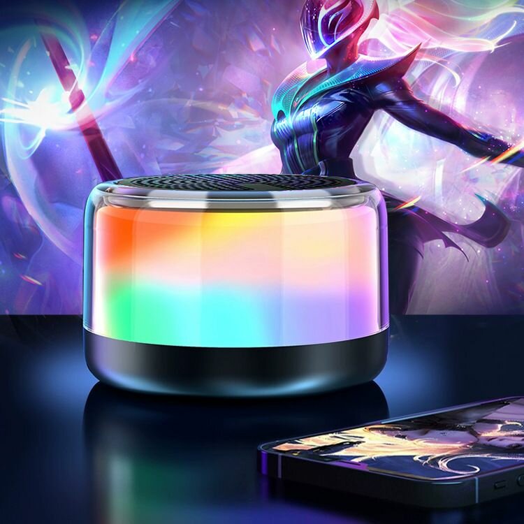 RGB-колонка с подсветкой и мощным басом, Bluetooth-акустика, поддержка FM-радио и TF-карты, портативная для дома и авто